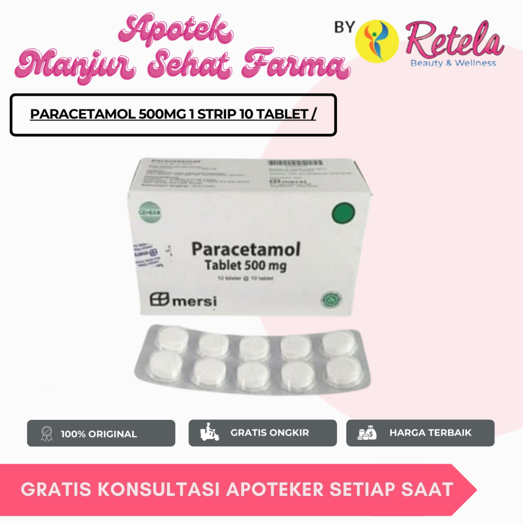 Jual PARACETAMOL TABLET 500MG 1 STRIP 10 TABLET / PARACETAMOL ...