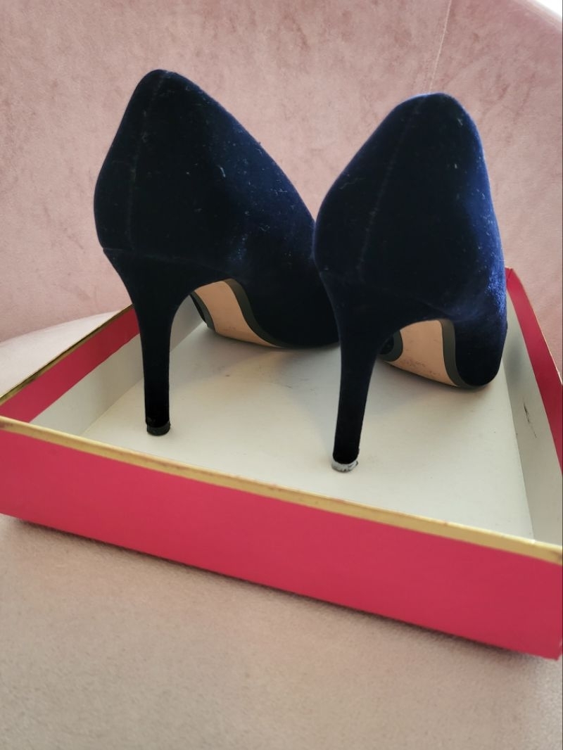 Jual preloved sepatu Mango heels blue navy velvet bludru guess marciano ...