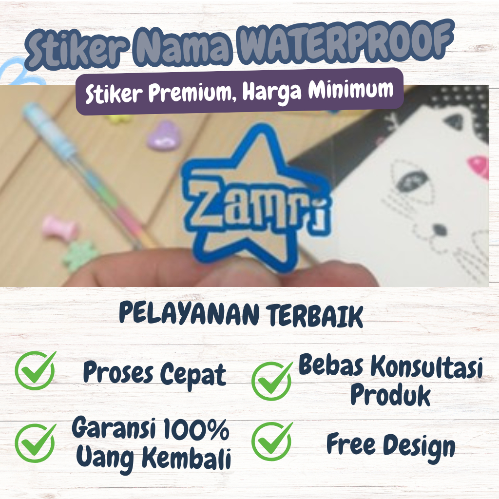 Jual 10/14 PCS Sticker Cutting Nama Stiker Timbul Label Nama Custom ...