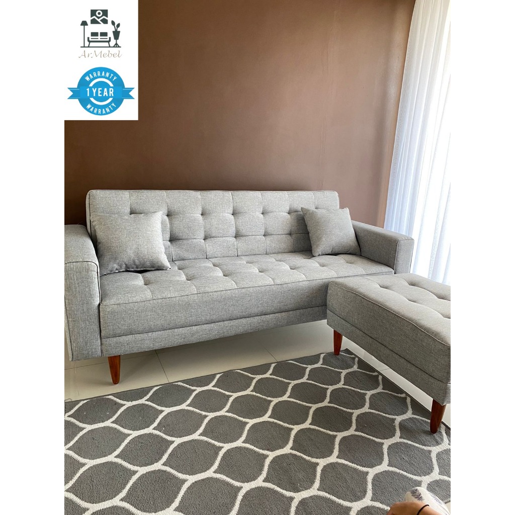 Jual 𝐀𝐫𝐌𝐞𝐛𝐞𝐥 - Borneo Sofa Bed L Sambung | Sofa 3 Seat + Stool | Sofa Minimalis | Model ...