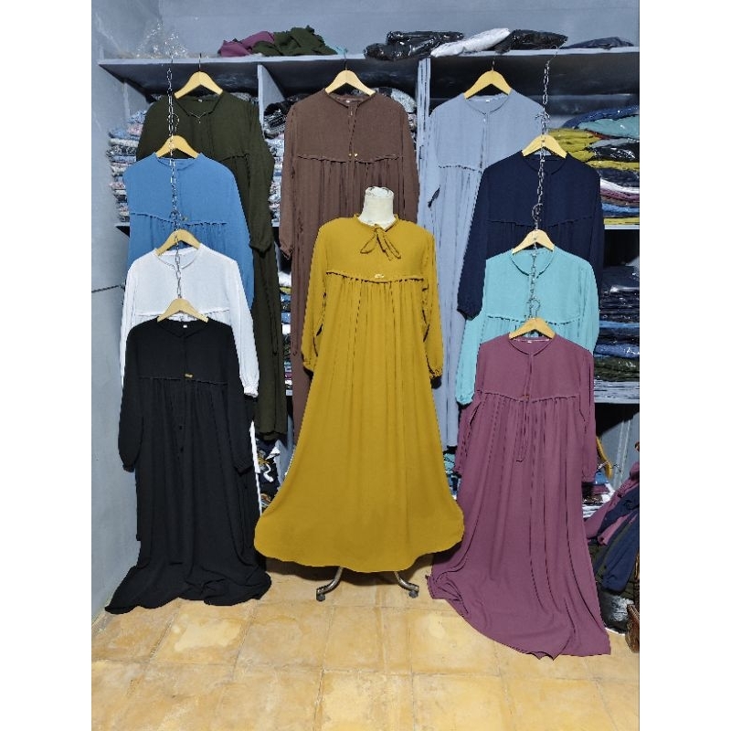 Jual gamis muslim crinkle air flow 2 M L XL XXL XXXL L4 L5 | Shopee ...