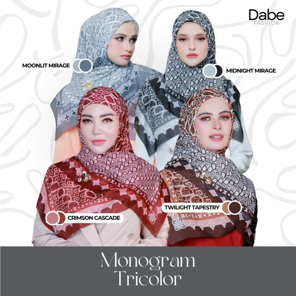Jual [BOX + BROS] HIJAB MONOGRAM TRICOLOR SCRAFT DABE | Shopee Indonesia