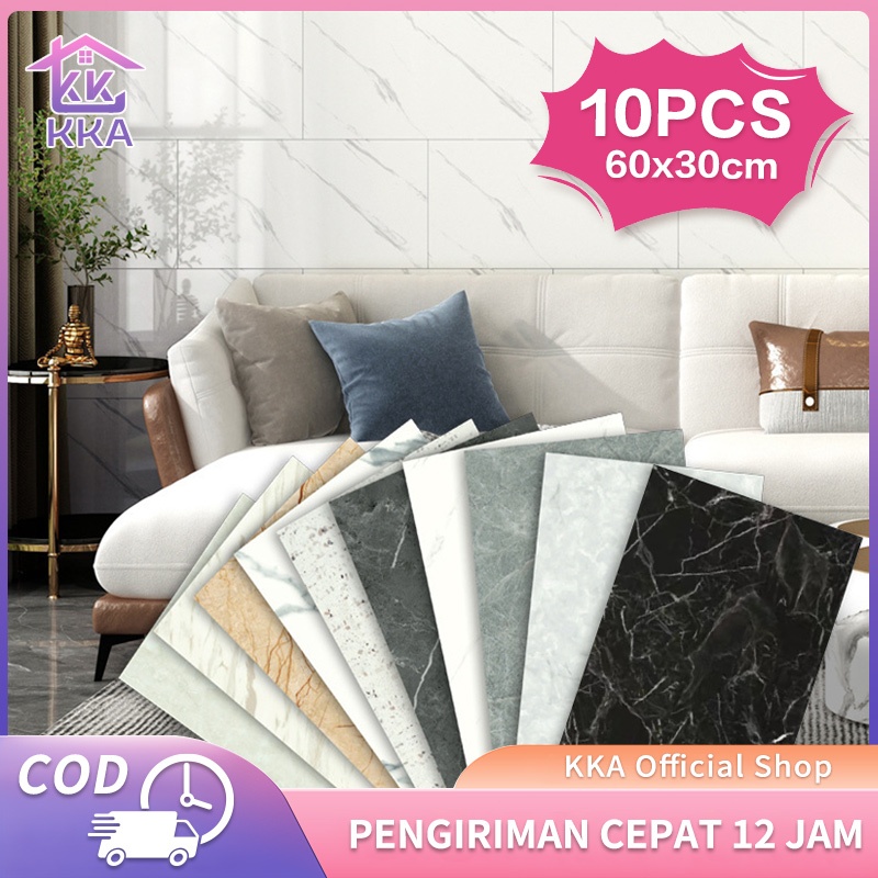 Jual 10Pcs Wallpaper dinding Vinyl Marble 30 x 60 cm Lantai Vinyl ...