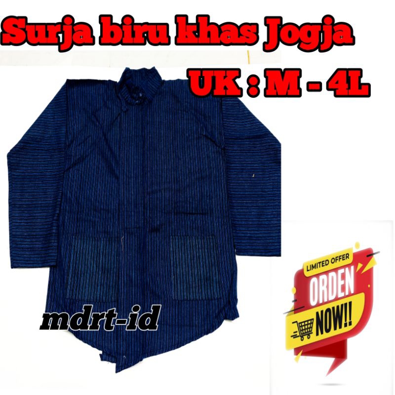 Jual Baju Surjan lurik biru baju tradisional Jogja solo lurik | Shopee Indonesia