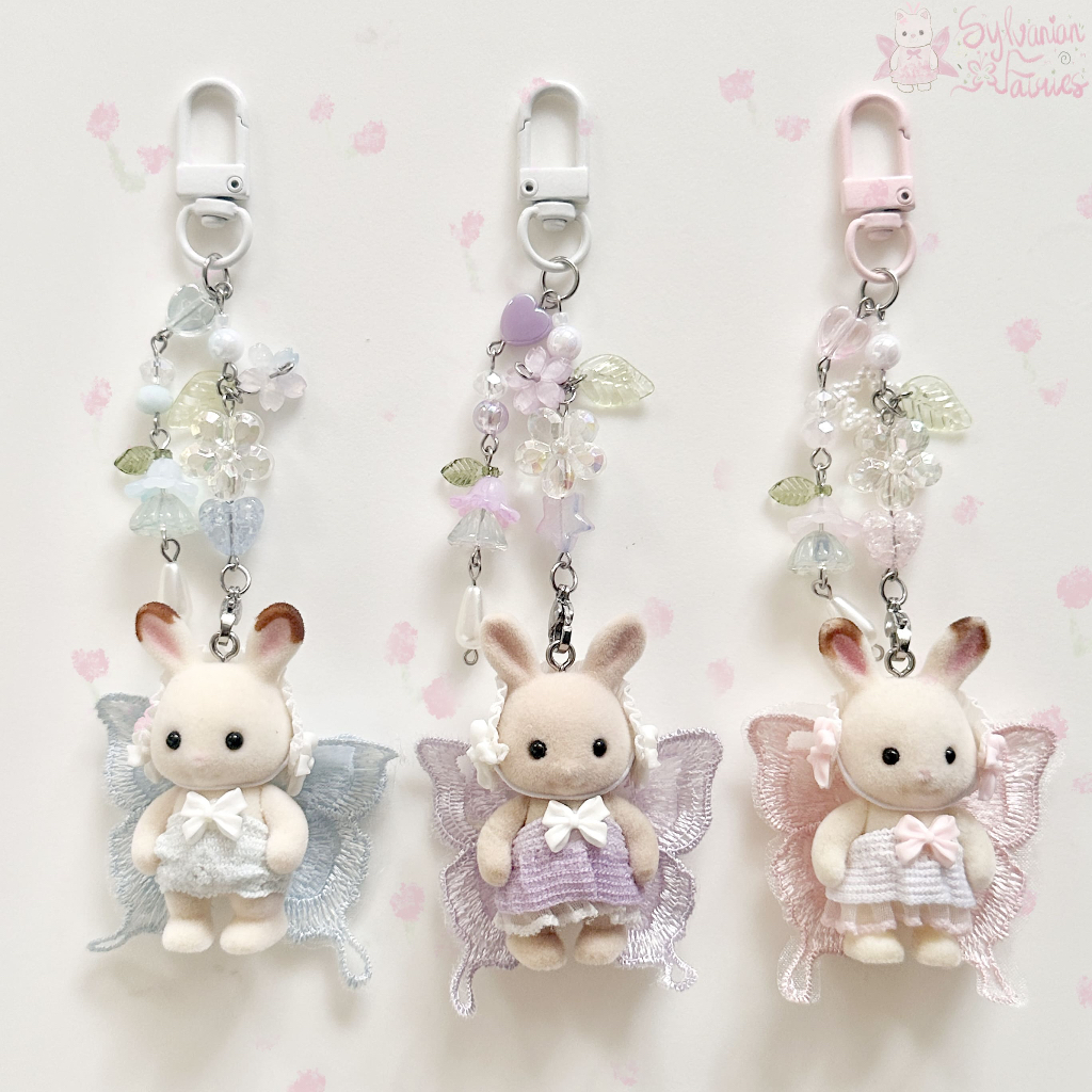 Jual triplets rabbit sylvanian fairies beaded keychain | Shopee Indonesia