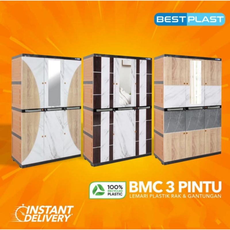 Jual BESTPLAST Lemari Pakaian Plastik 3 Pintu Dengan Cermin dan ...