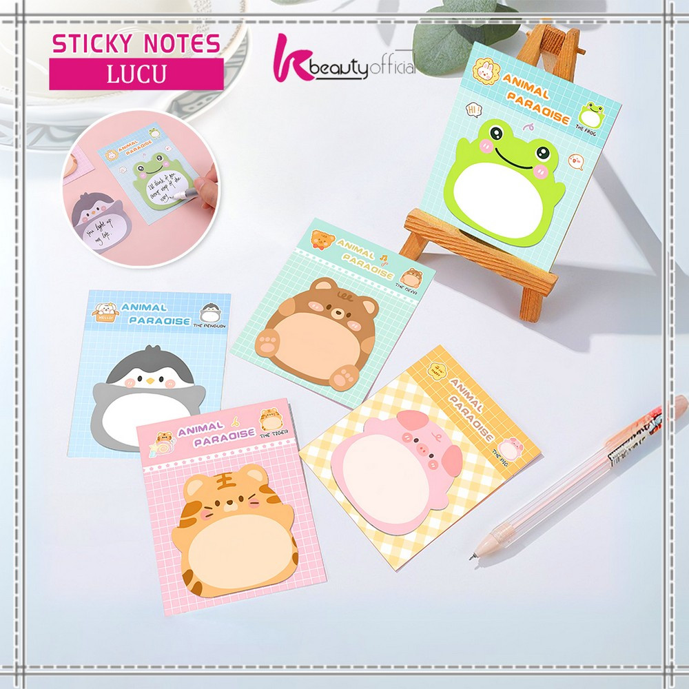 Jual KB-A103 Sticky Notes Motif Hewan Isi 20 Lembar / Tempelan Kertas ...