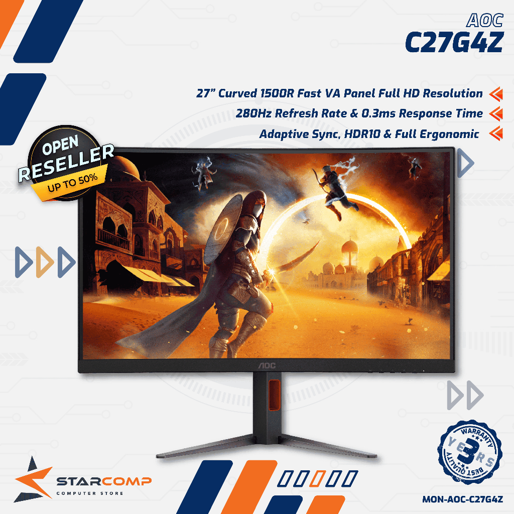 Jual Monitor LED AOC C27G4Z Adaptive Sync 27" Fast VA 0.3ms 280Hz Curve ...