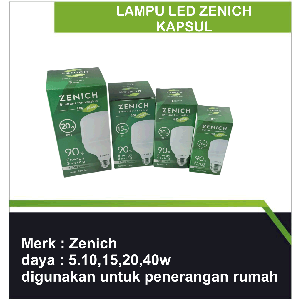 Jual Lampu led zenich Kapsul /lampu bohlam/lampu led/lampu rumah ...