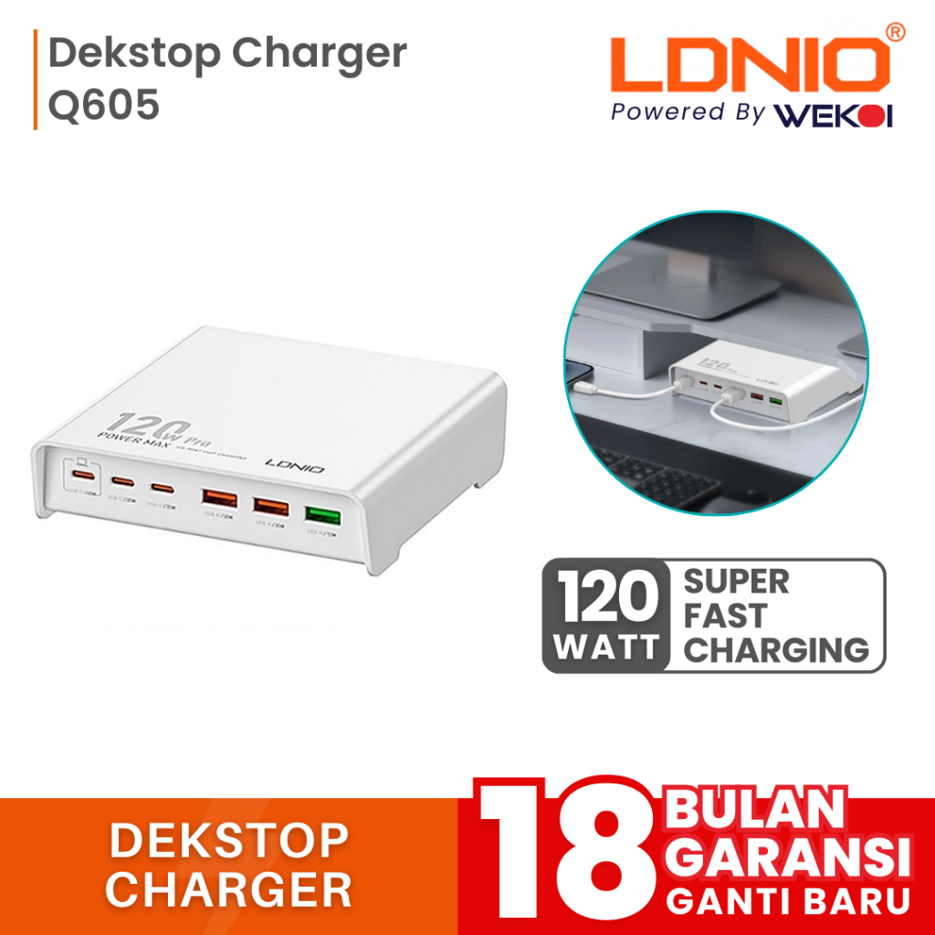 Jual LDNIO Q605 Multiport Desktop Charging 6 USB 120W Fast Charging Original | Shopee Indonesia