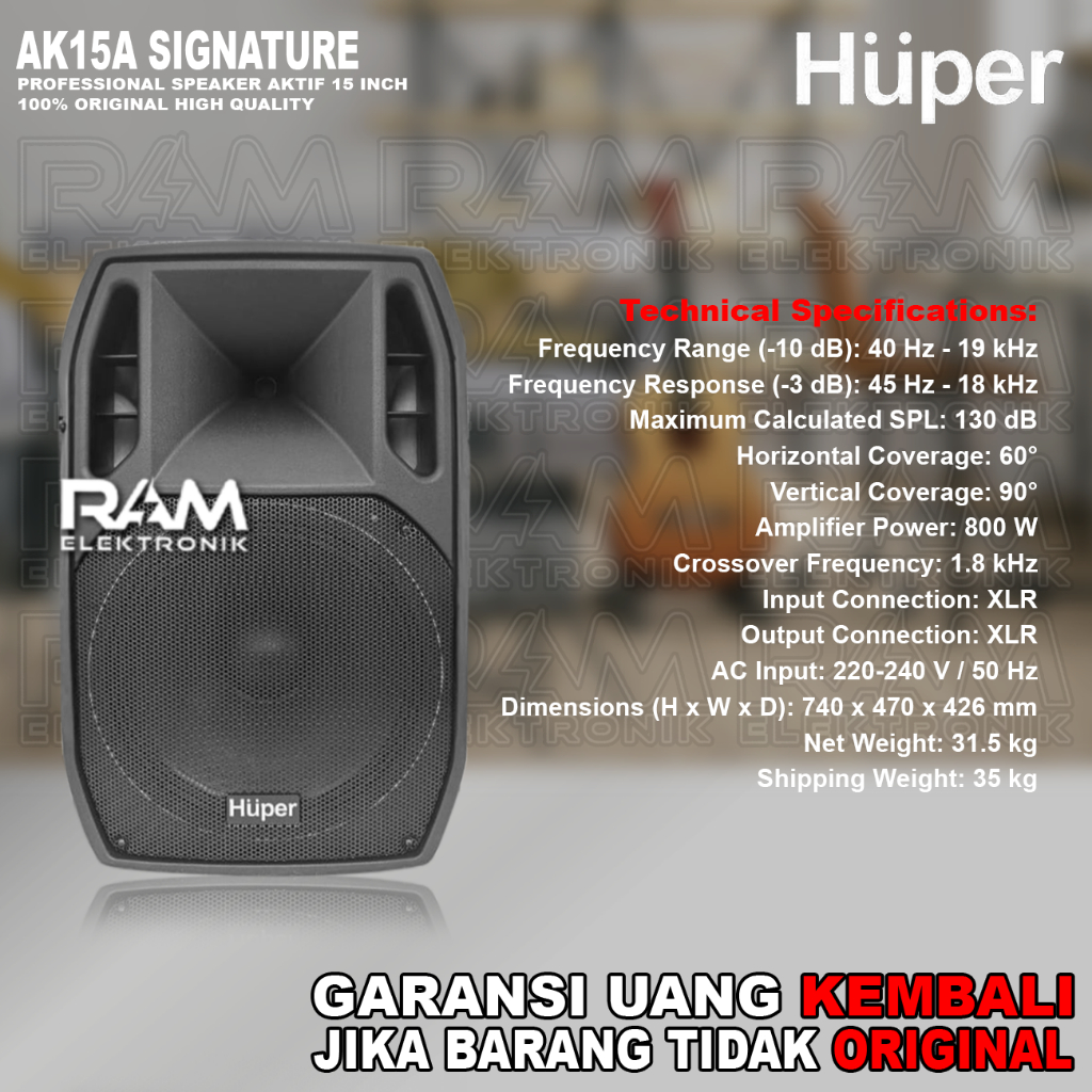 Jual Speaker Aktif HUPER AK15A | AK15 | AK 15A SIGNATURE 800 Watt ...