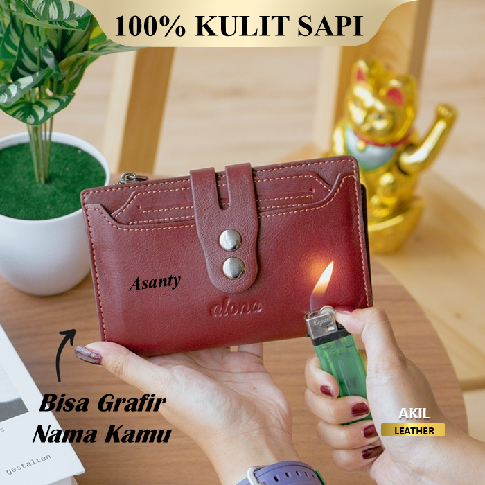 Jual Dompet Kulit Sapi Asli Wanita Original Branded 100% Premium Leather Wallet - Dompet Lipat ...