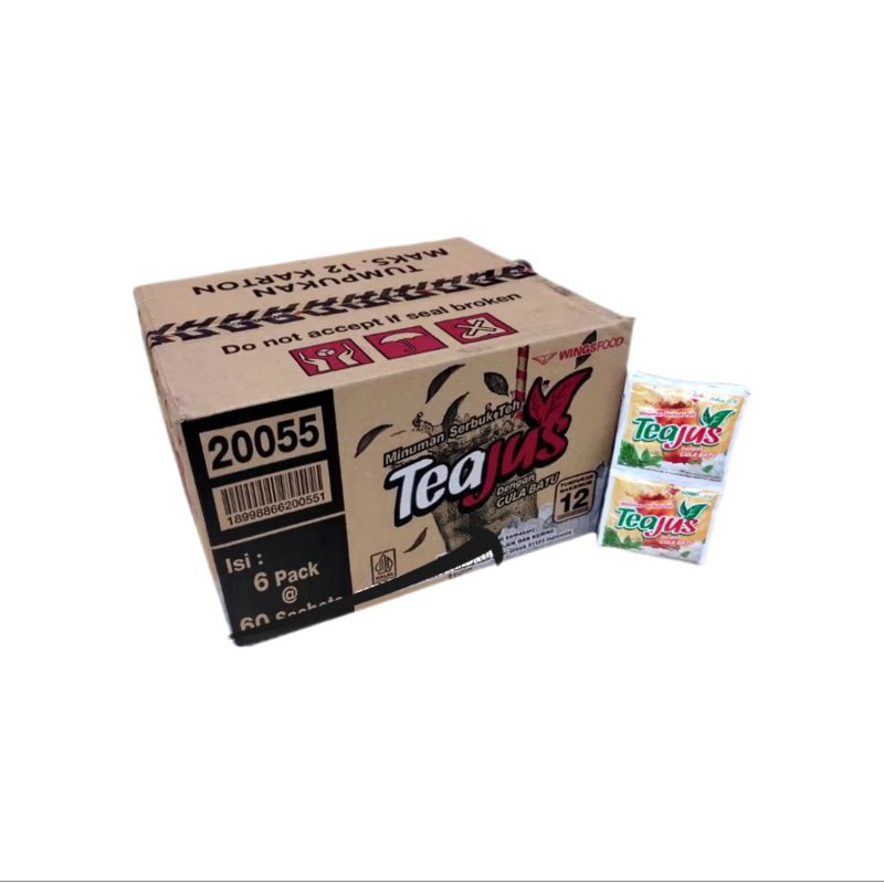 Jual TeaJus Minuman Serbuk Teh Dengan Gula Batu (1 dus/6 pack/60 sachet ...