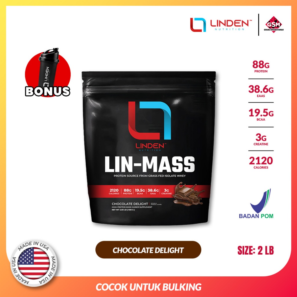 Jual LINDEN LINMASS Mass Gainer Isolate 2lb Suplemen Bulking Otot ...