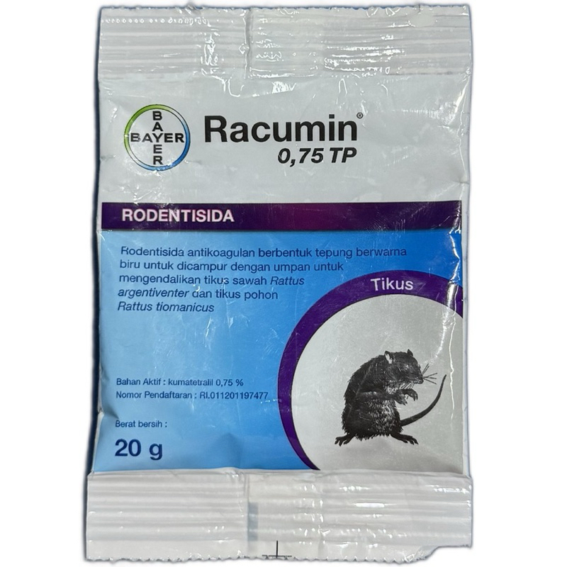 Jual RODENTISIDA RACUMIN 0,75 TP 20 GRAM BAYER/RACUN TIKUS SAWAH DAN ...
