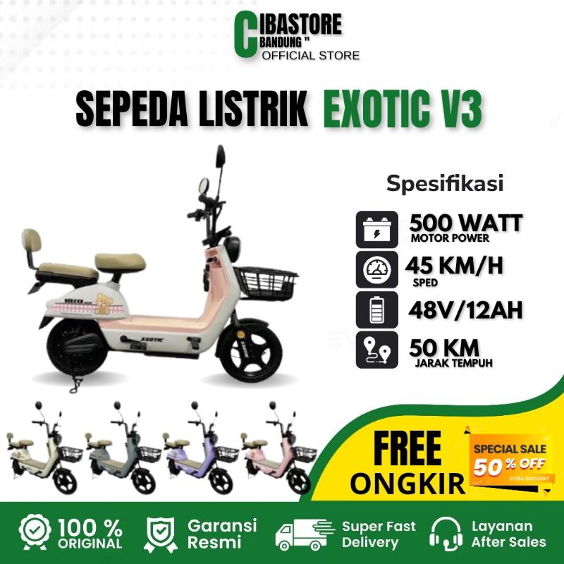 Jual Sepeda listrik EXOTIC VELOCE V3 Beragaransi 500Watt 48V 20Ah 45Km ...