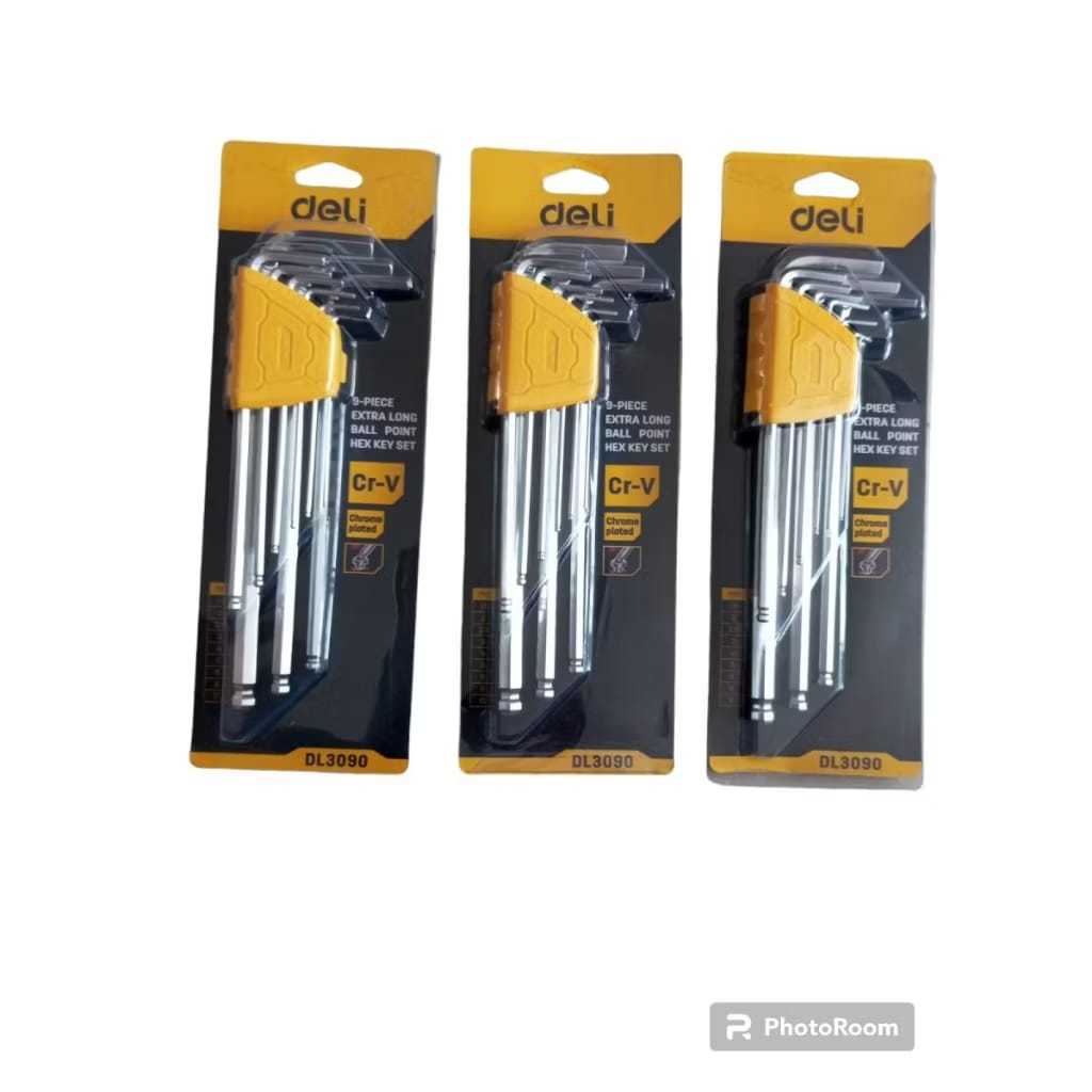 Jual DELI Kunci L Ballpoint (Extra Long Ball End Hex Key Set) 9pcs ...