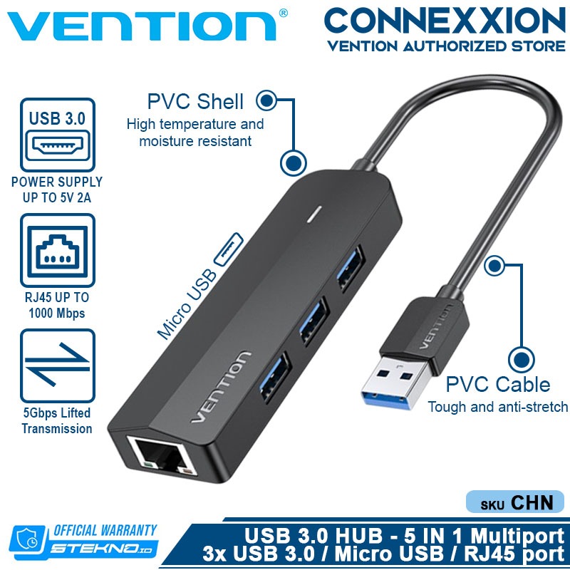 Jual Vention USB Hub 2.0 3.0 Lan Ethernet Port Adapter With Power Port ...