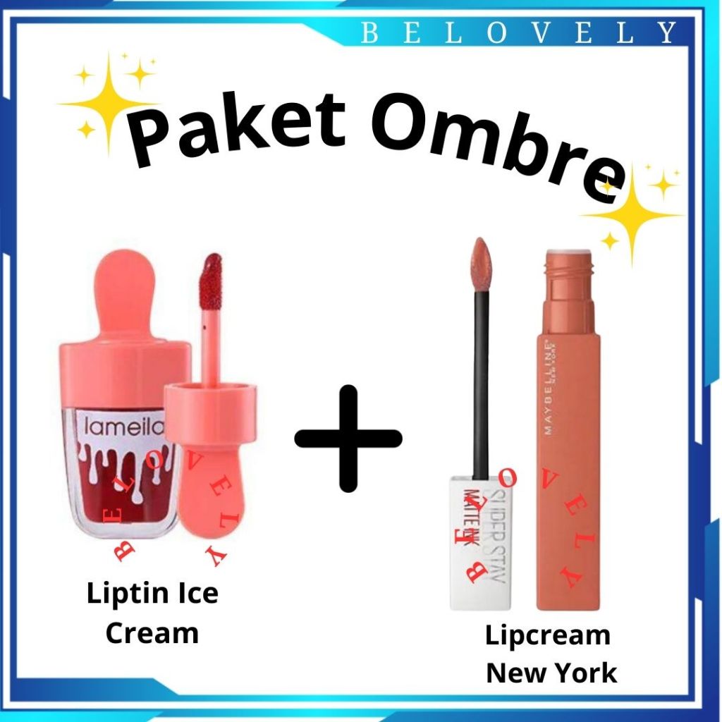 Jual Paket Ombre Lips - Lipcream Myb + Liptin Lamei Ice Cream | Shopee ...
