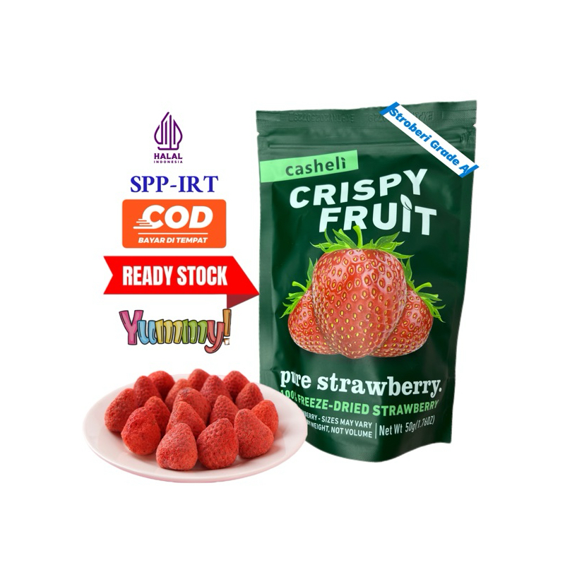 Jual casheli Strawberry Kering Crispy 50g 250g Freeze Dried Strawberry Grade A | Shopee Indonesia