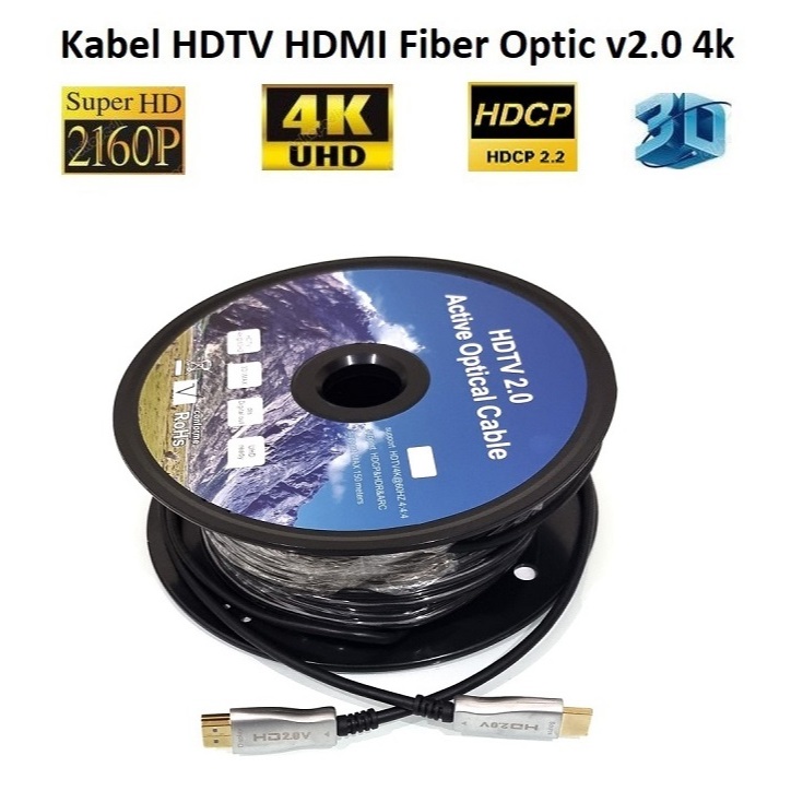 Jual Kabel HDMI Fiber Optic Active 50 Meter v2.0 Support 4k UHD HDR ...