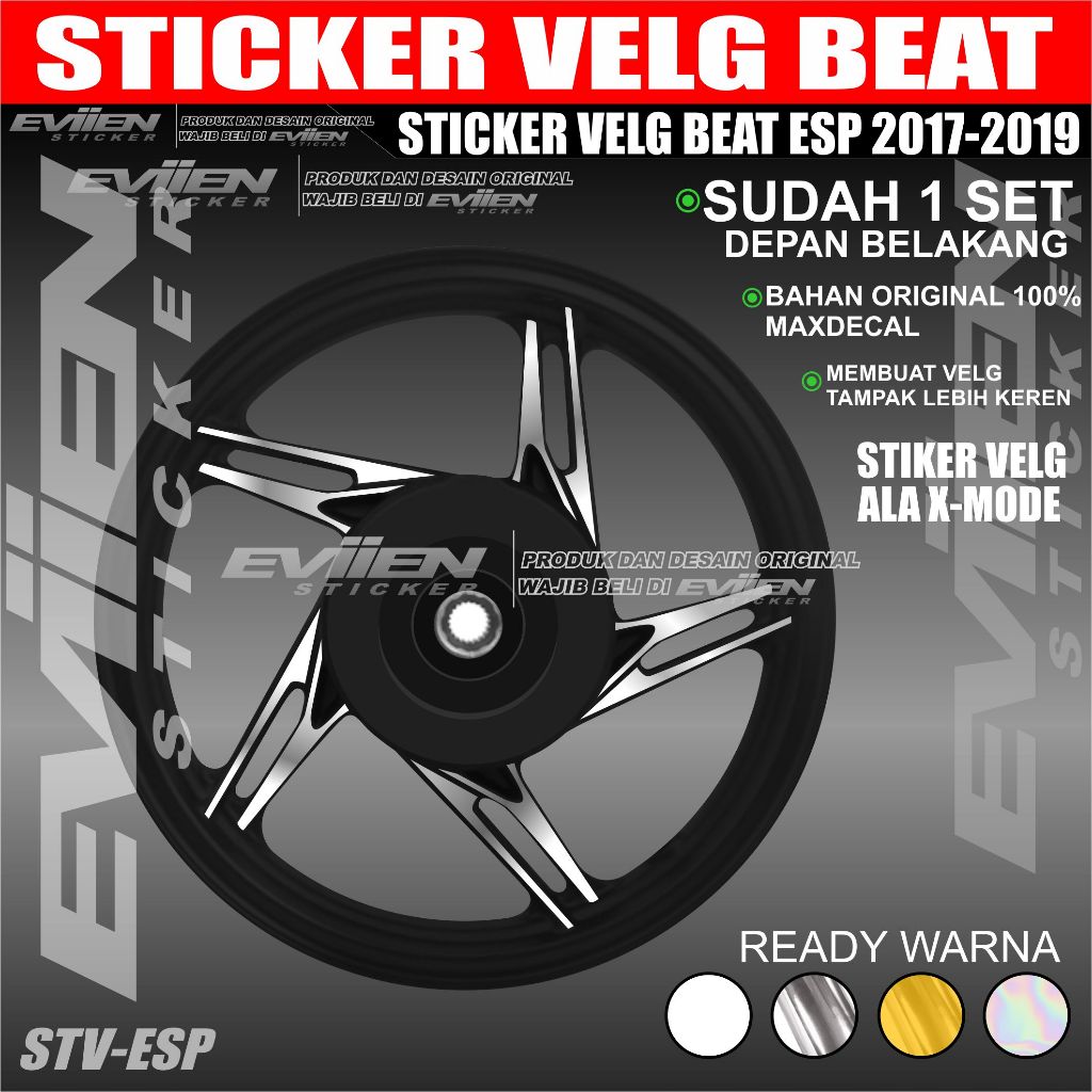 Jual STICKER VELG ALA X-MODE MOTOR BEAT ESP TAHUN 2017 2018 2019 ...