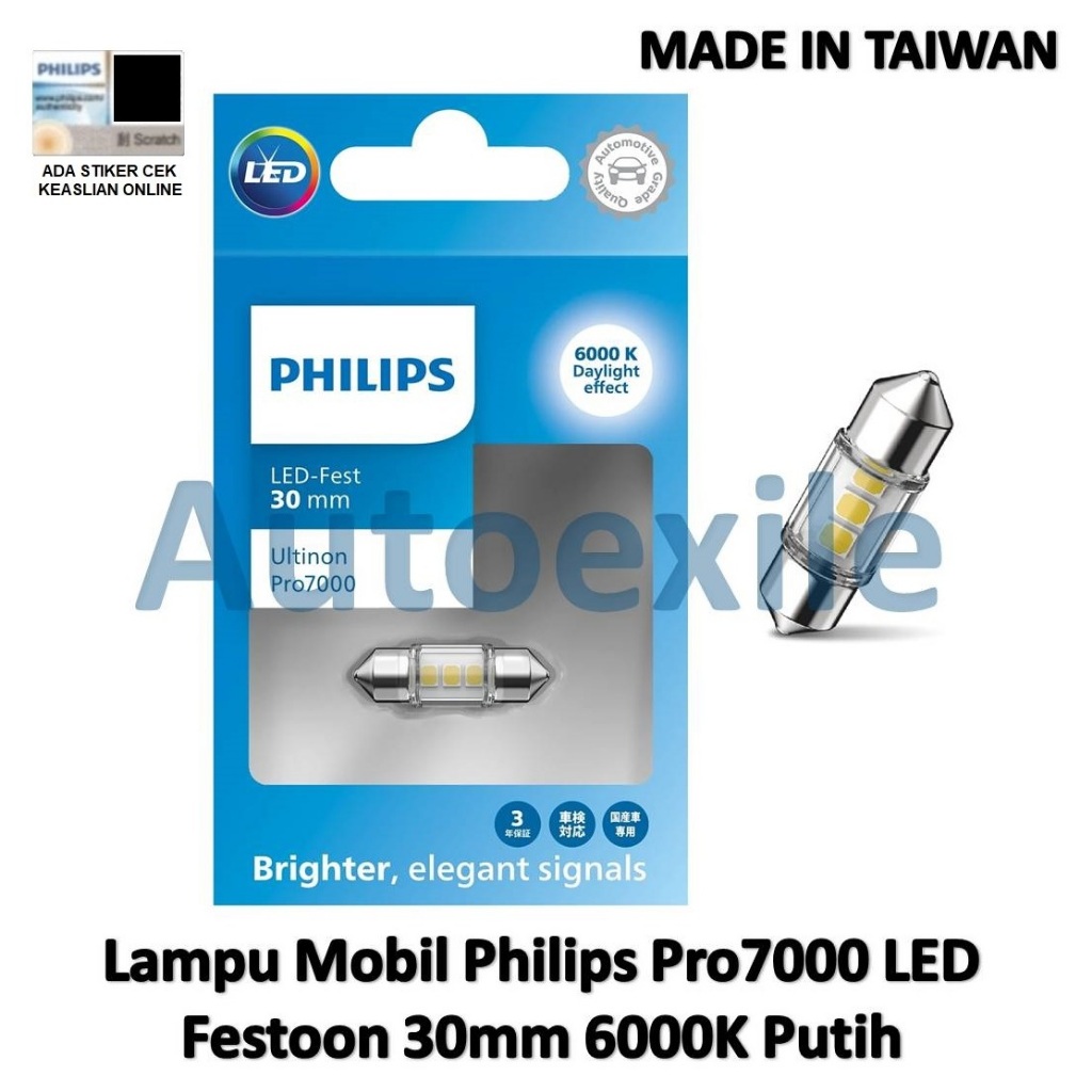Jual Philips Ultinon Pro7000 LED Festoon 30 mm 6000K Daylight White ...