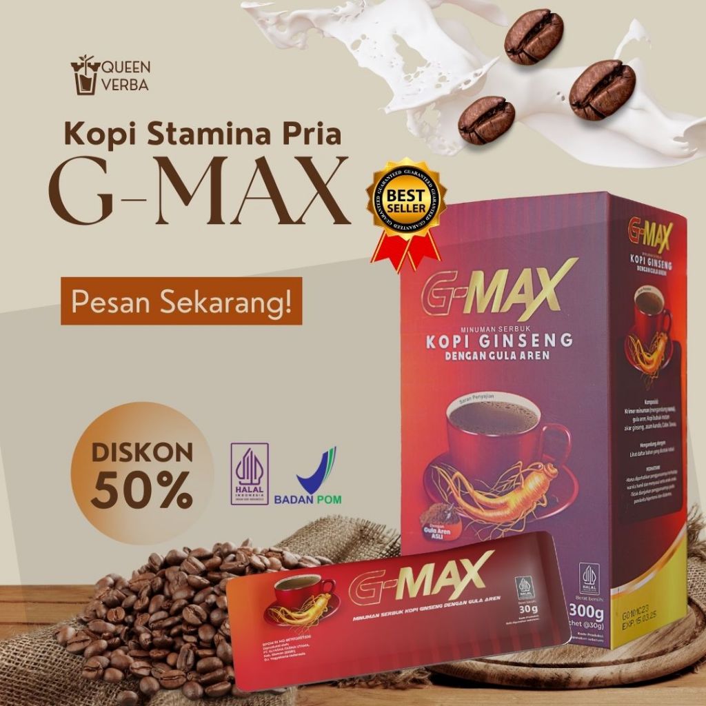 Jual KOPI G-MAX Minuman Kopi Gingseng Penambah Stamina 1 Box isi 10 ...
