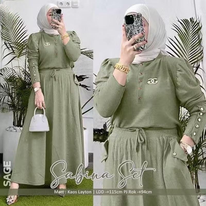 Jual SABINA SET ROK TANGAN BALON KNIT PREMIUM // SETELAN ROK WANITA RIB ...