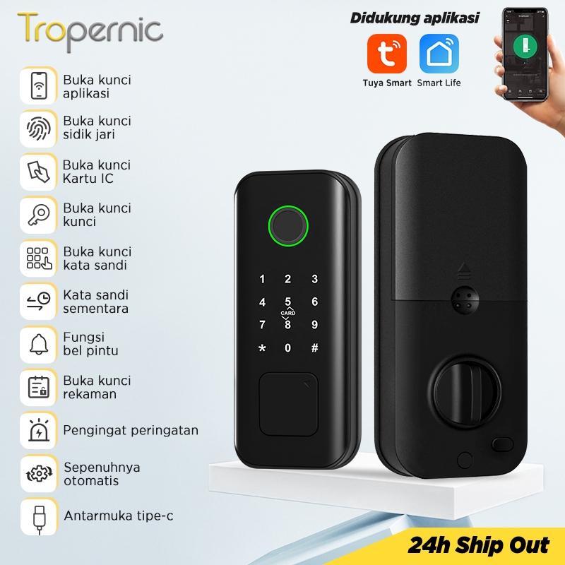 Jual Tuya Smart Door Lock 5 In 1 Fully Automatic Kunci Pintu ...