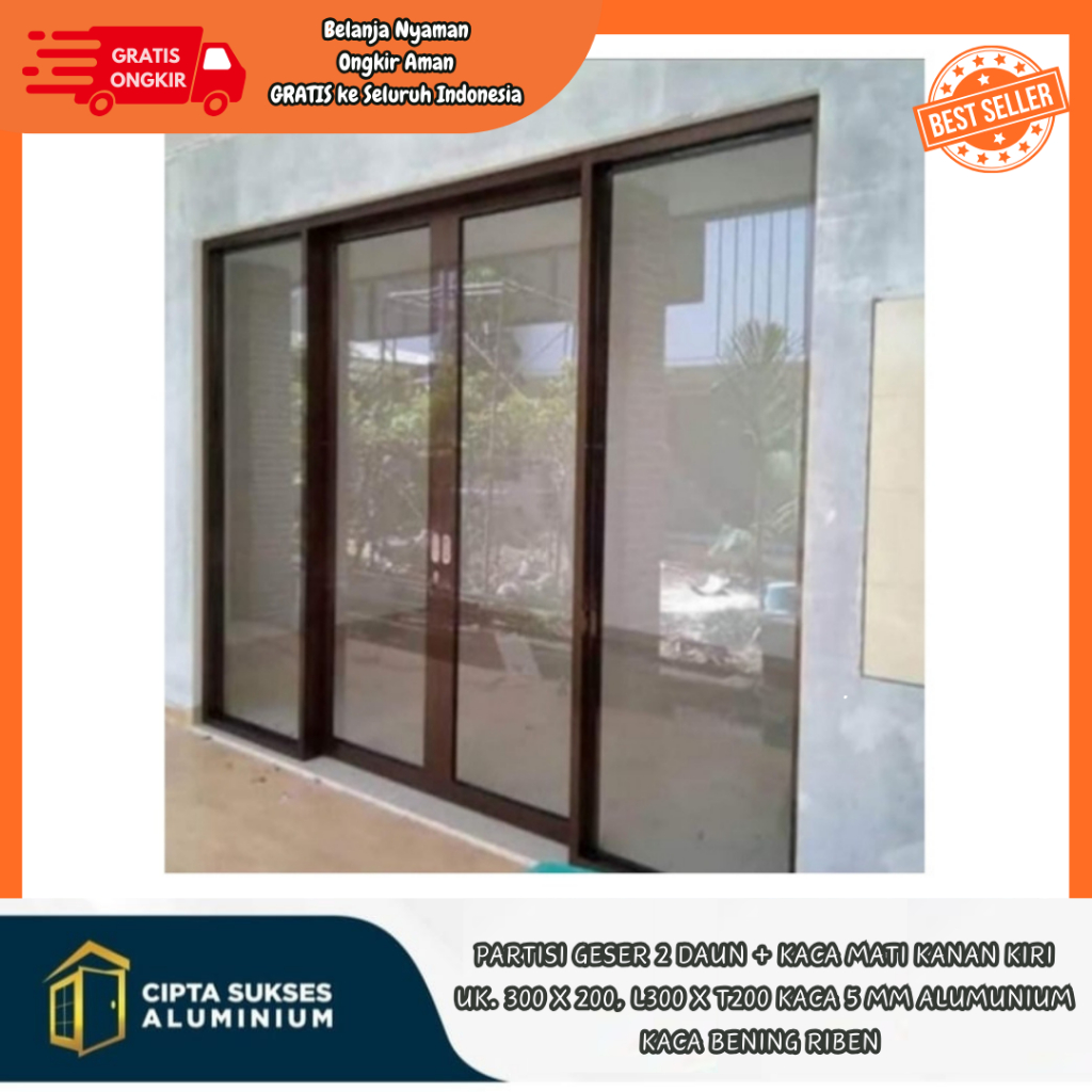Jual PARTISI GESER RUANGAN UKURAN 300x200 aluminium partisi sekat kaca ...