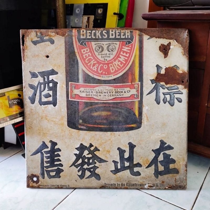 Jual Iklan Enamel Sign BECK'S BEER TJAP KOENTJI. Antik Lawas Jadul ...