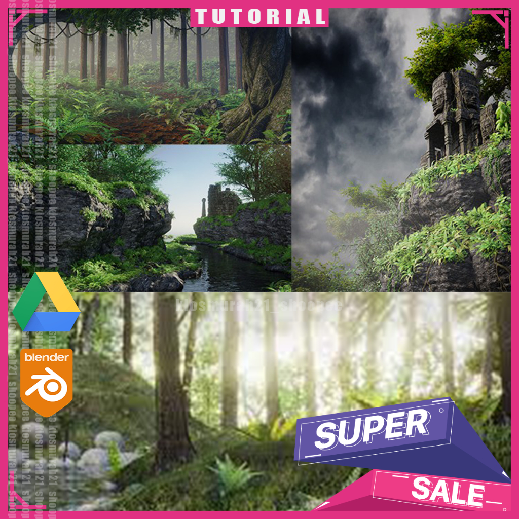 Jual Blender 3D - Julien Deville - Blender 2.79 Nature environment creation 3D Blender Tutorial ...