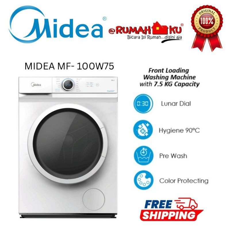 Jual Midea Mesin Cuci Front Loading Kapasitas 7,5kg Model MF100W75 ...