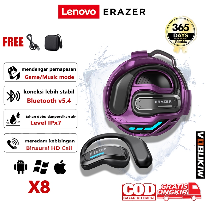 Jual Lenovo ERAZER X8 OWS Gaming Earphone Bluetooth 5.4 Low latency ...