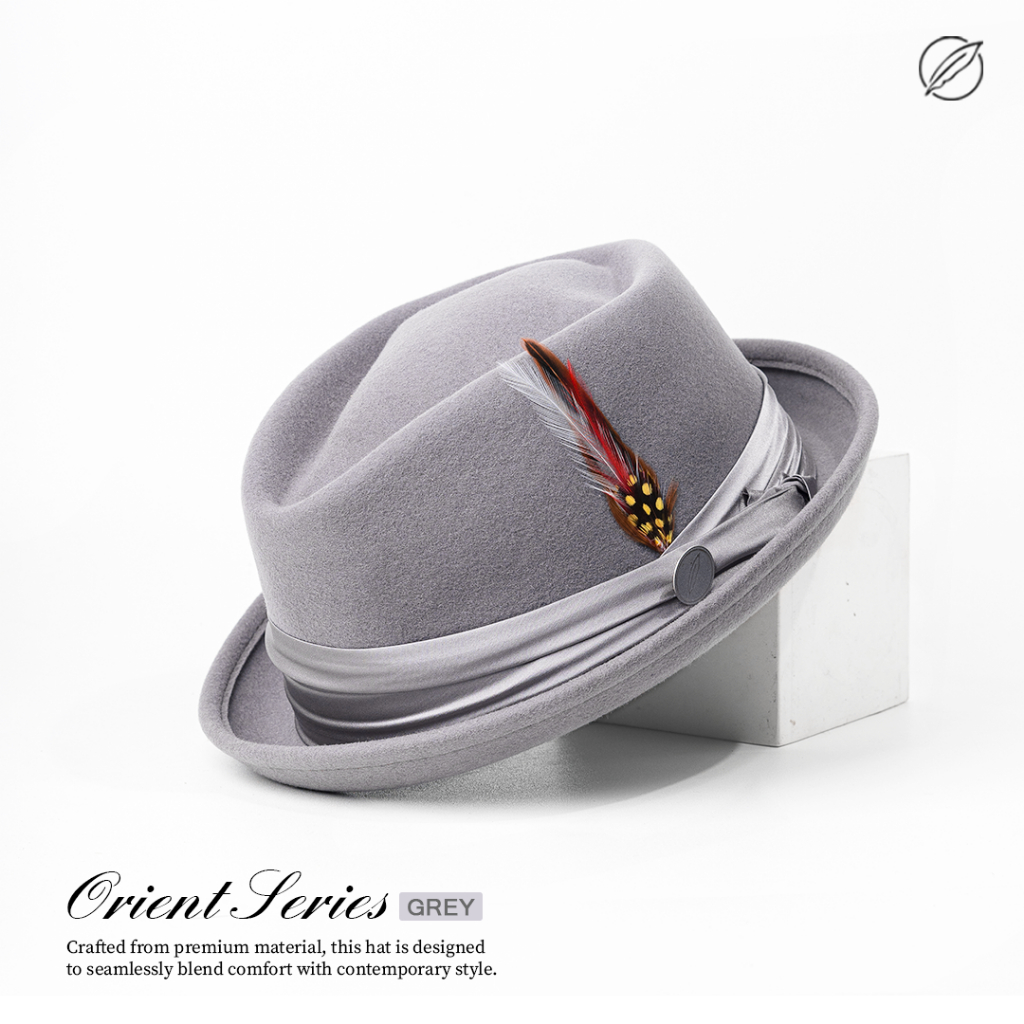 Jual Topi Fedora GOOV Orient Series Grey Porkpie | Shopee Indonesia