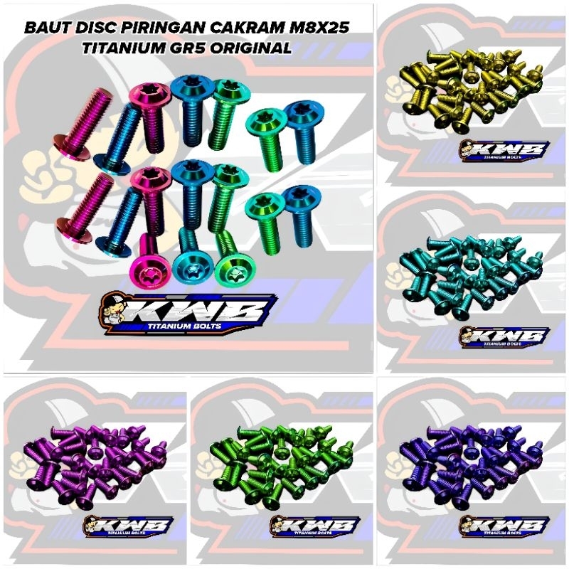 Jual Baut titanium baut disc piringan cakram m8x25 titanium grade 5 original harga perbiji 1 pcs ...