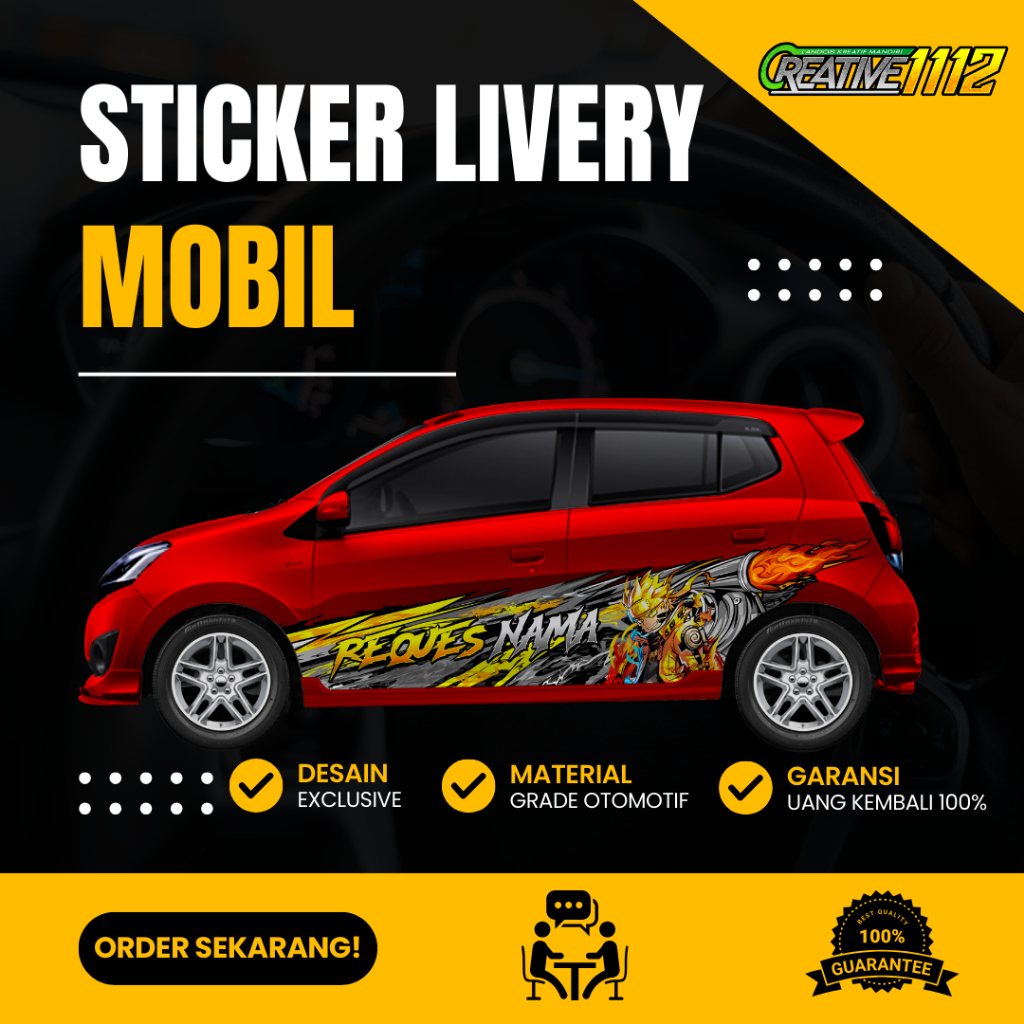 Jual Stiker Mobil Ayla Livery Body Samping Vinyl Hologram Motif Racing ...