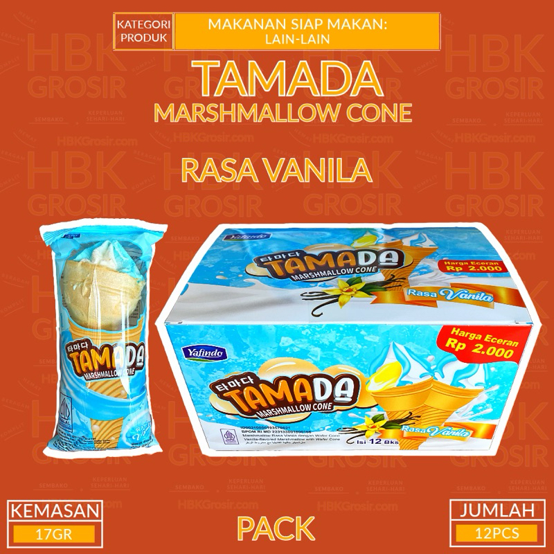 Jual Tamada Marshmallow Cone Rasa Vanilla - Pack isi 12PCS [HBK GROSIR ...