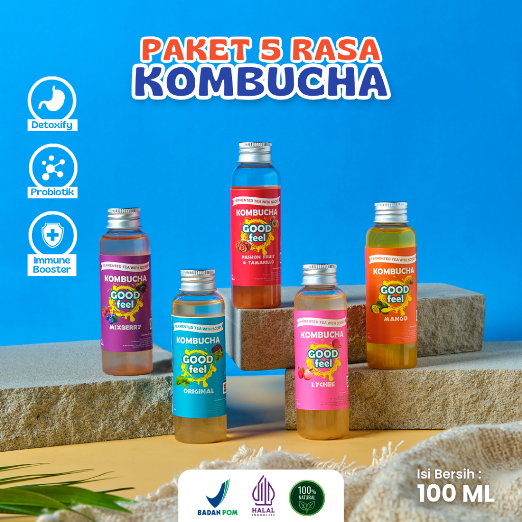 Jual Good Feel Paket 5 Botol Kombucha 100 ml Minuman Teh Sehat ...