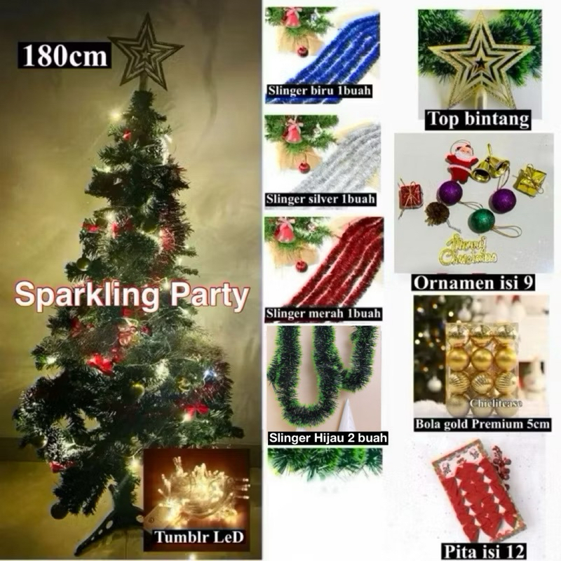Jual Pohon natal premium pvc 90 cm/120 cm/150cm/180 cm/Paket pohon natal ornamen 180 cm/150 cm ...