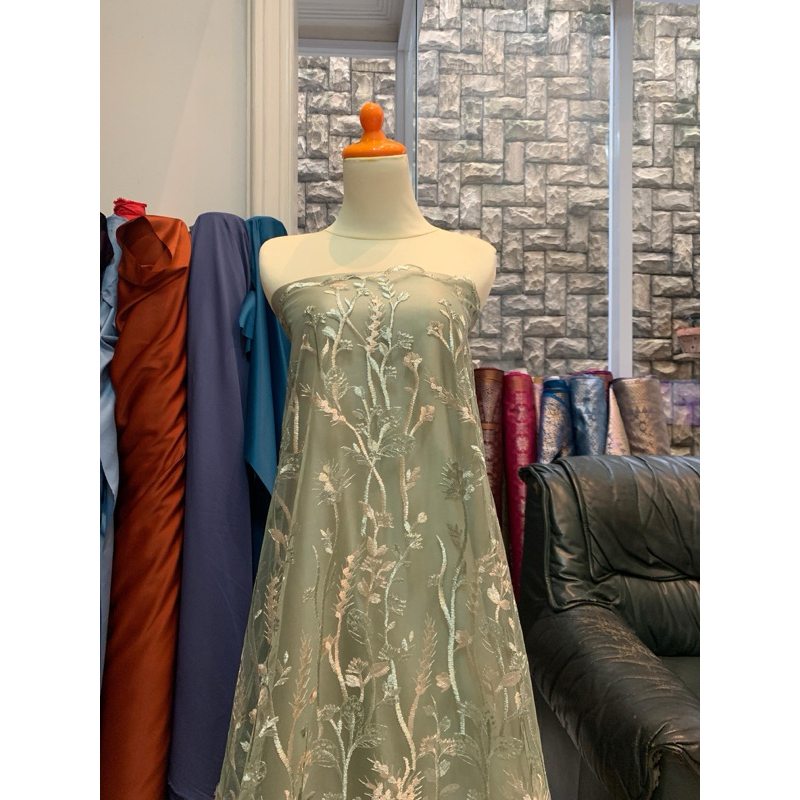 Jual Bahan Kain Kebaya Brokat Mewah Tile Bordir Daisy Vol.3 embroidery ...