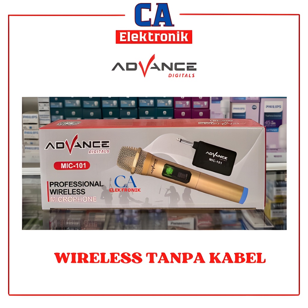Jual Mic ADVANCE Professional Wireless Microphone MIC-101 V3/ Mikrofon Bluetooth untuk Karaoke ...