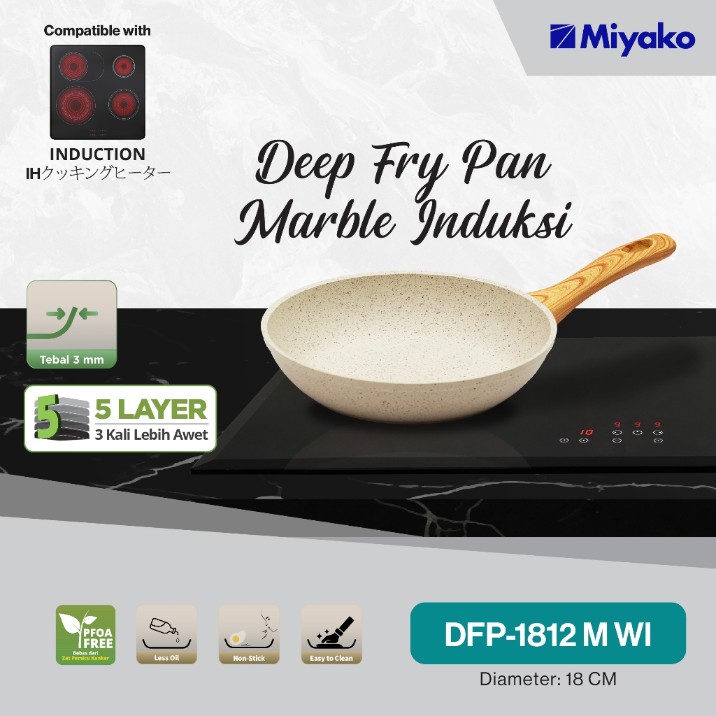 Jual Miyako Deep Fry Pan White Marble Induksi 18-28 cm series | Shopee Indonesia