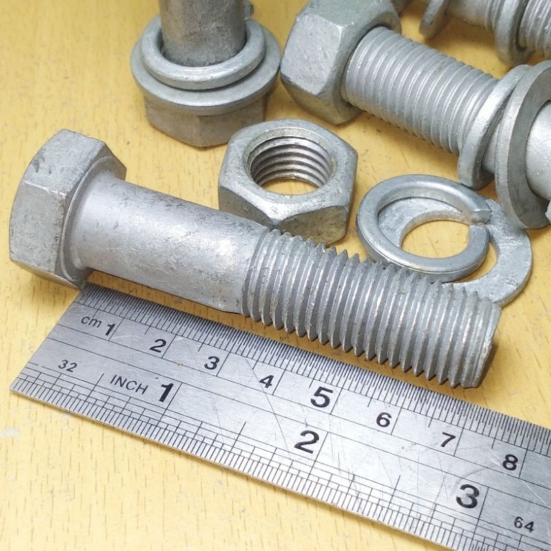 Jual baut mur hdg m16x70mm pitch 2,0 baut mur baja grade 8.8 galvanis hotdip baut tower | Shopee ...