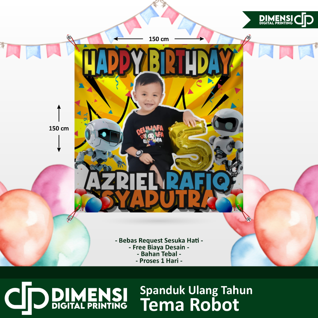 Jual SPANDUK ULANG TAHUN ROBOT/ BANNER ULANG TAHUN ROBOT/ SPANDUK ...