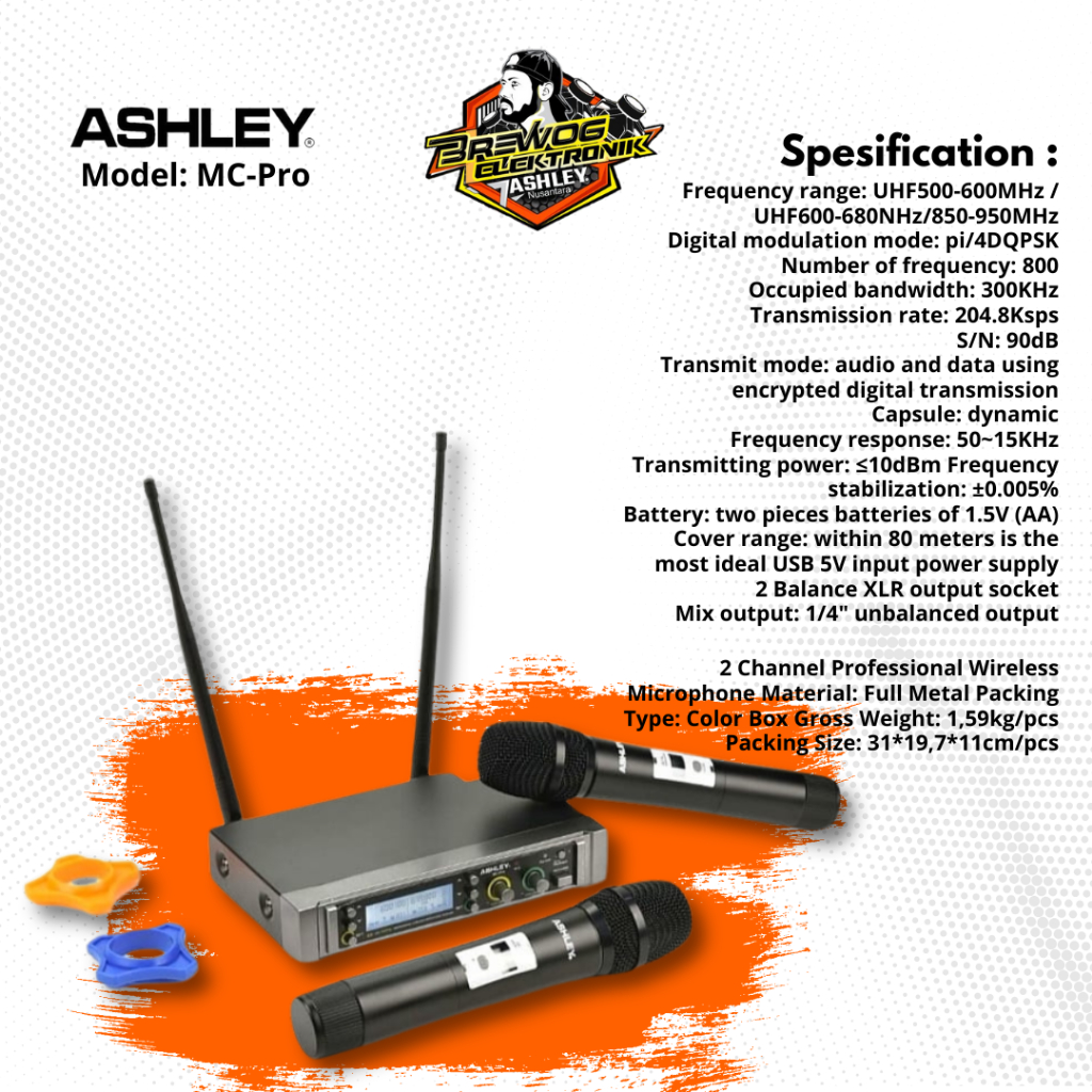 Jual ORIGINAL PRODUK BREWOG ASHLEY NUSANTARA ASHLEY MIC WIRELESS MC-PRO ...