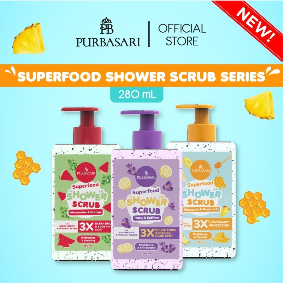 Jual Purbasari Superfood SHOWER SCRUB | Sabun Mandi With Scrub 280ml ...