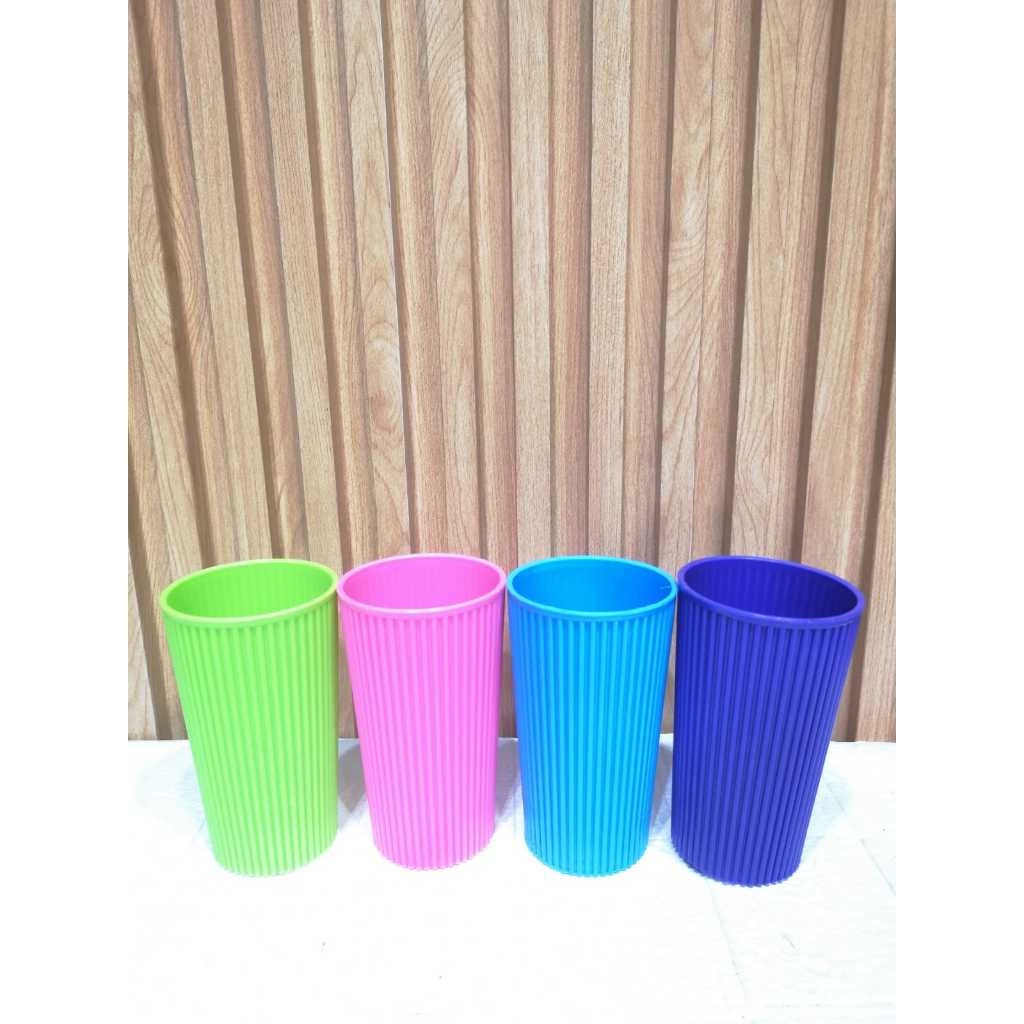Jual GELAS PELANGI/GELAS BULAT WARNA SOFT/GELAS AIR/TEMPAT MINUM/GELAS ...