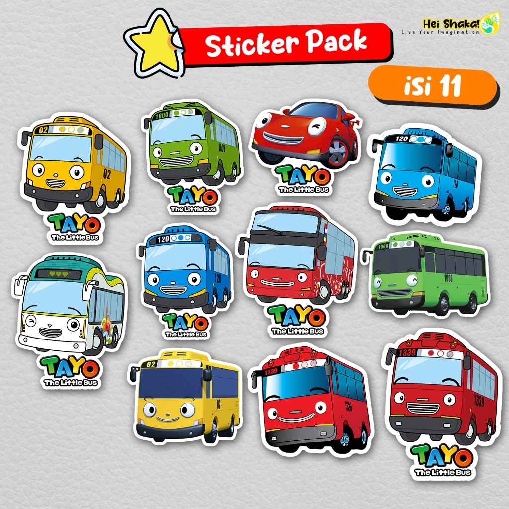 Jual Stiker Pack Tayo The Little Bus isi 11 pcs Paket Stiker Kartun ...
